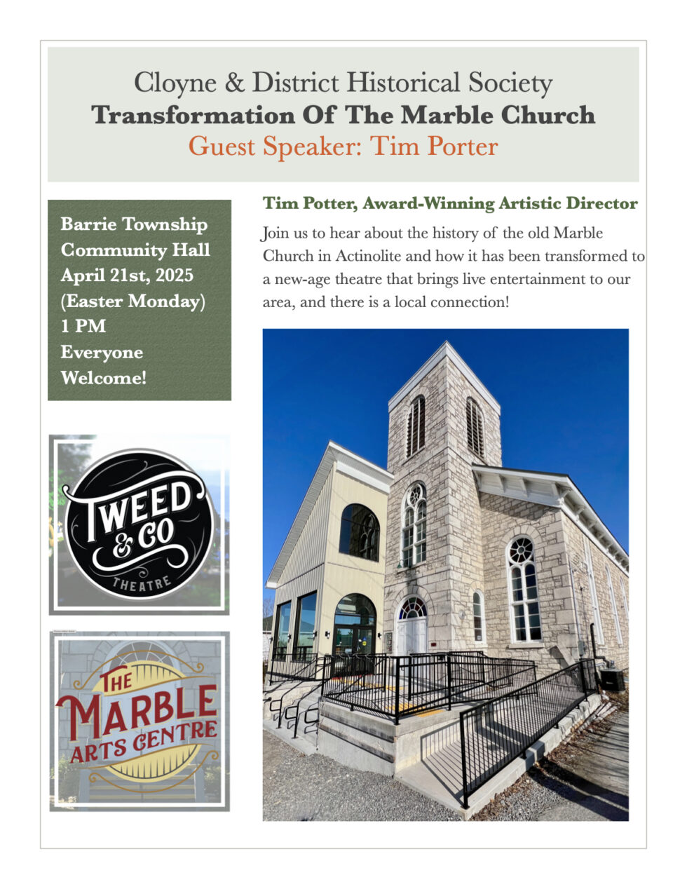 Tim Porter Speaks About The Marble Arts Centre, Actinolite